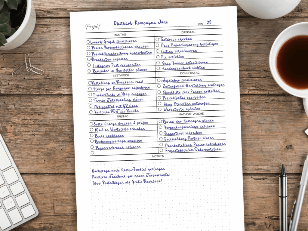 Projektplaner Bundle A4 | 3 Varianten als PDF | Ivy-Lee-Methode ...